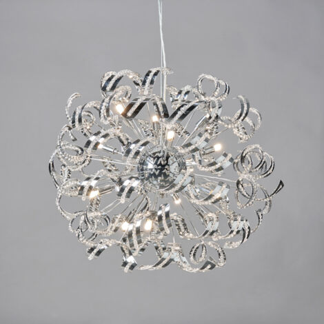 Litecraft Twirl Ceiling Pendant 12 Light With Crystal Effect Shade – Chrome