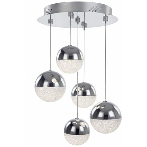 Visconte Corona Ceiling Pendant Cluster 5 Light with Sparkle Shades ...