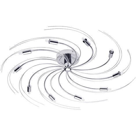 Litecraft Vortex Ceiling Light Semi Flush Mount 10 Arm - Polished Chrome