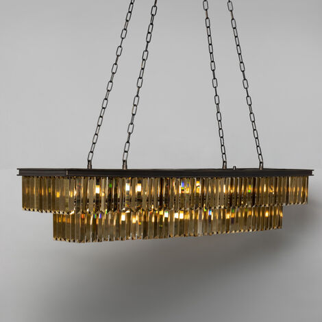 Visconte Ingot Ceiling Pendant 9 Light With 2 Tier Crystal Effect Shade ...