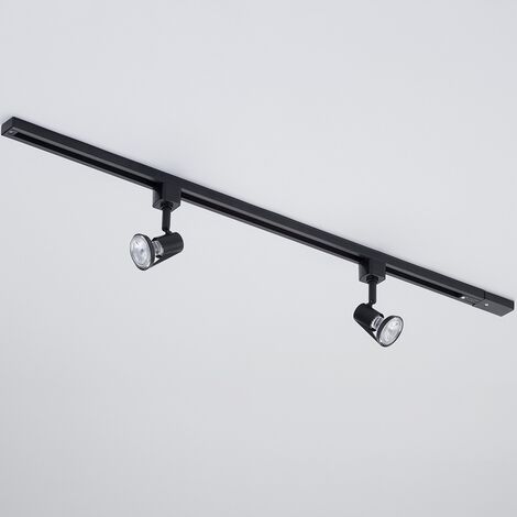 Litecraft 1M Kitchen Track Light With 2 Harlem Fixture & LED Bulbs - Black