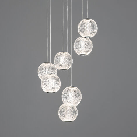 Visconte Tutti Ceiling Pendant LED 7 Light With Cut Glass Ball Shade ...