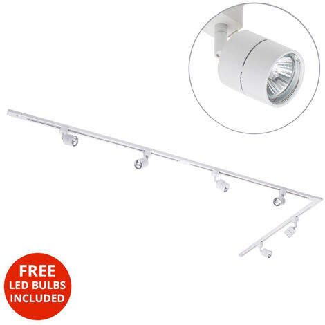 Litecraft 3 Metre L Shape Track Light With 6 Soho Fixture & LED Bulbs ...