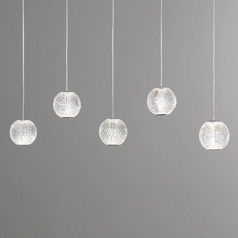 Visconte Tutti Ceiling Pendant Bar 5 Light With Cut Glass Ball Shades ...
