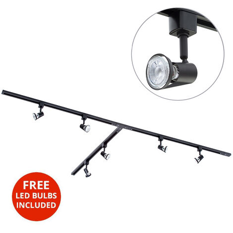 Litecraft 3 Metre T Shape Track Light With 6 Harlem Fixture & LED Bulbs ...