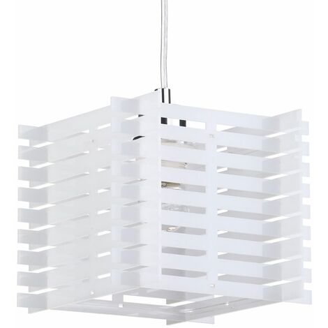 Litecraft Ceiling Pendant 1 Light With Slatted Box Shade - White
