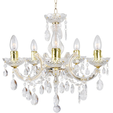 Litecraft Marie Therese Chandelier Ceiling Light Crystal Effect 5 Arm ...