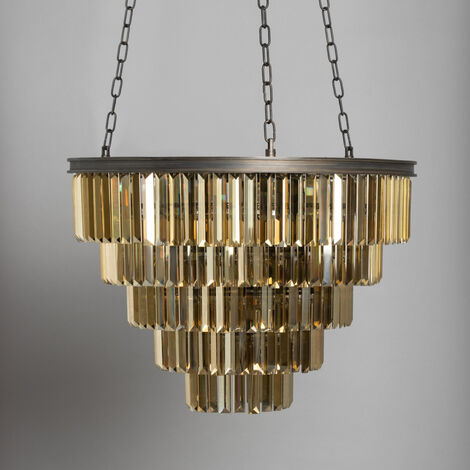 Visconte Ingot Ceiling Pendant 10 Light With 5 Tier Crystal Effect ...