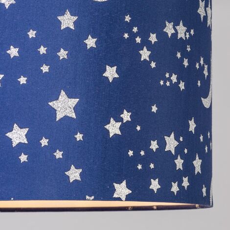 Litecraft Glow Light Shade 30cm Easy Fit Moon and Stars Lampshade - Blue