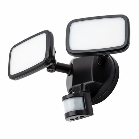 Litecraft Alma Floodlight Twin LED Outdoor Fitting with PIR Sensor - Black