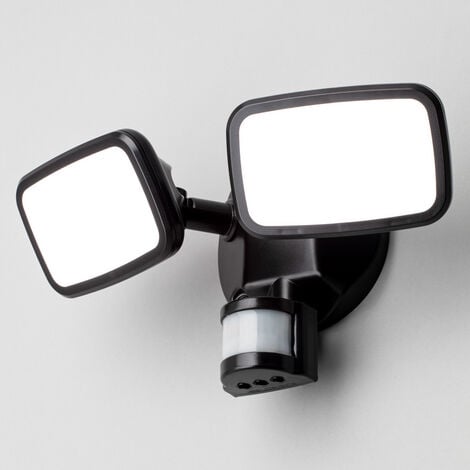 Litecraft Alma Floodlight Twin LED Outdoor Fitting with PIR Sensor - Black