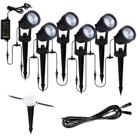 Sitka 6 x 3 Watt LED Outdoor Garden Spike Kit with 5m Cable and ...
