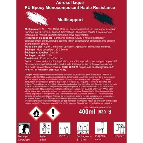 Aérosol de peinture – RAL 9016 Blanc signalisation – Mat – multisupport ...