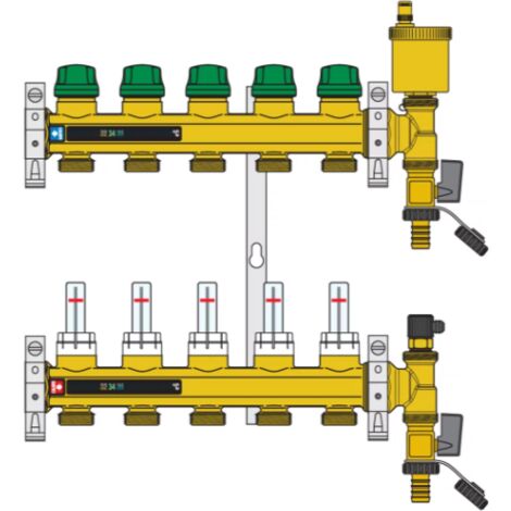 Collettore premontato attacco 1", 12 derivazioni 3/4" M Caleffi 6656N1 12