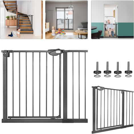 AUFUN Treppenschutzgitter Türschutzgitter Kinder ohne Bohren, selbstschließend, erweiterbar mit ...