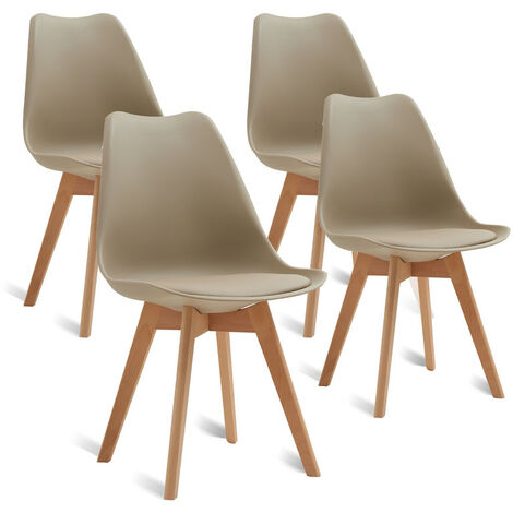 Wokaka Lot de 4 chaises de salle a manger - Coussin de siège en cuir ...