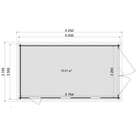Garage en bois - 21m2 - 3.5x6m - imprégné - Ep. 28mm - couleur: marron