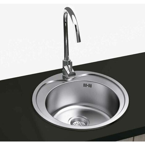 Istanbul 49Ø Évier rond à encastrer - 1 cuve - Acier inoxydable