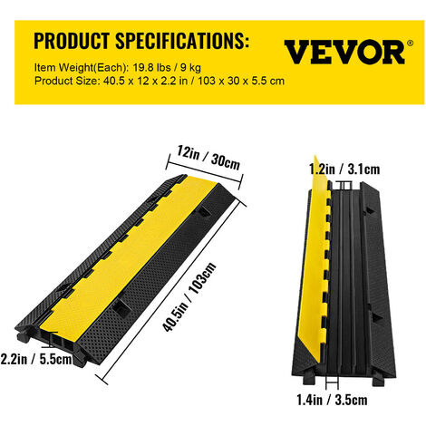 VEVOR Rampe de Protection de Cable 22,000 lbs Rampe de Cache-Cable 3 ...
