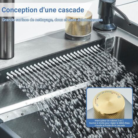 Évier de Cuisine Cascade Multifonction Acier inoxydable Évier Simple ...