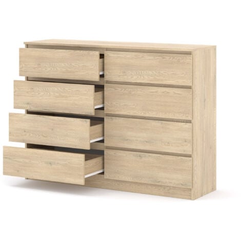 Cómoda MAJA S8 140 cm roble cremona con 8 cajones