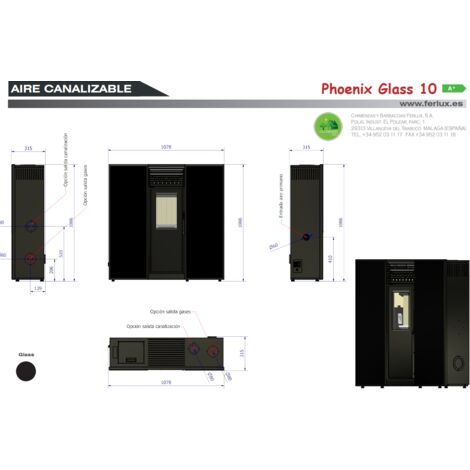 BRICOSOL ESTUFA DE PELLETS PHOENIX GLASS 10 DE FERLUX