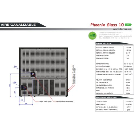 BRICOSOL ESTUFA DE PELLETS PHOENIX GLASS 10 DE FERLUX