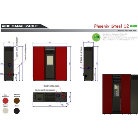BRICOSOL ESTUFA DE PELLETS PHOENIX STEEL 12 BLANCO PERLA DE FERLUX