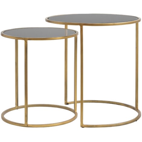 Light & Living Ensemble de tables d'appoint DUARTE verre fumé