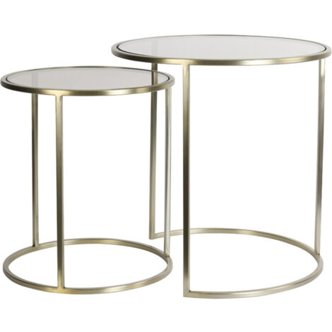 Light & Living DUARTE Tables d'Appoint en Verre Marron et Or