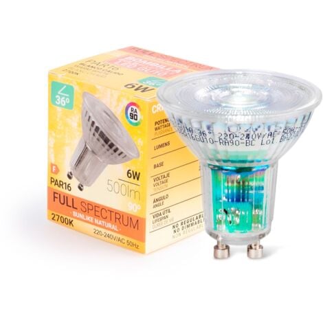 Ampoule LED GU10 6W Full Spectrum "SUNLIKE" - Verre - 500lm - - Blanc Chaud