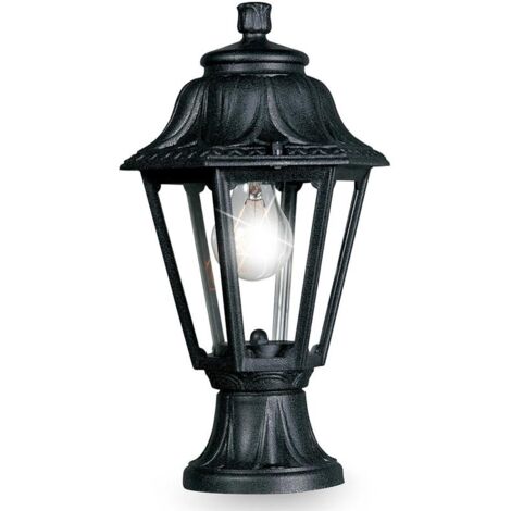 Lanterne sur pied "Mikrolot/Anna" E27 IP55 diffuseur transparent - Noir
