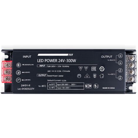 Alimentation LED 24V 300W extra-plate - 12.5A - Haute efficacité