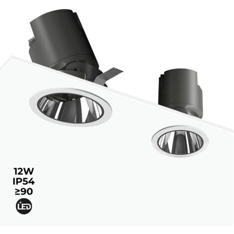 Spot LED encastrable COB - 12W - Orientable - Faible UGR - IP54