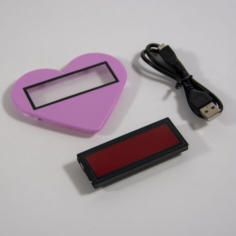 Afficheur LED portable programmable avec cadre en forme cœur - Rose