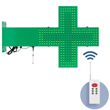 Croix pharmacie LED monochrome verte - 50x50cm - Double face