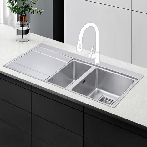 JASSFERRY Stainless Steel Kitchen Sink 1000 x 520mm, 1.5 Bowl Sinks ...