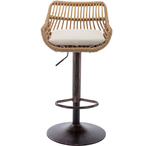Lot de 2 Tabourets de bar moderne en rotin réglables avec repose-pieds ...