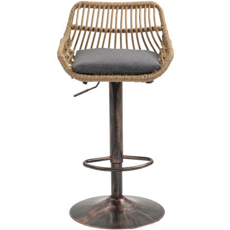 Lot de 2 Tabourets de bar moderne en rotin réglables avec repose-pieds ...