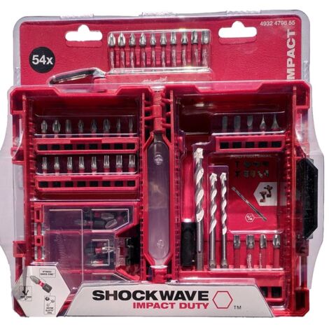 Bitsatz Shockwave + Karabinerhaken MILWAUKEE - 54 Teile - 4932479855