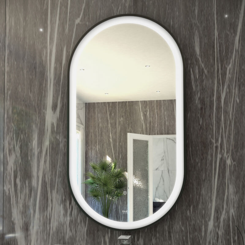 RAK Art Matt Black 550mm x 1000mm Oval LED Mirror - RAKARTOVMB5002