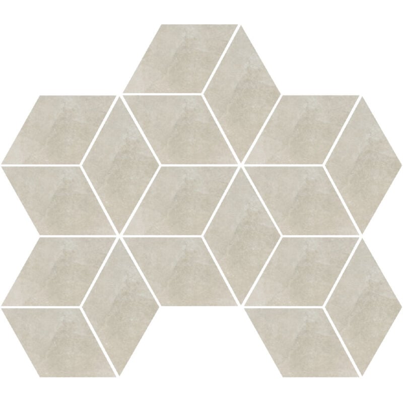 RAK Fashion Stone Beige Matt 25.5cm x 29.5cm Rhomboid Porcelain Mosaic ...