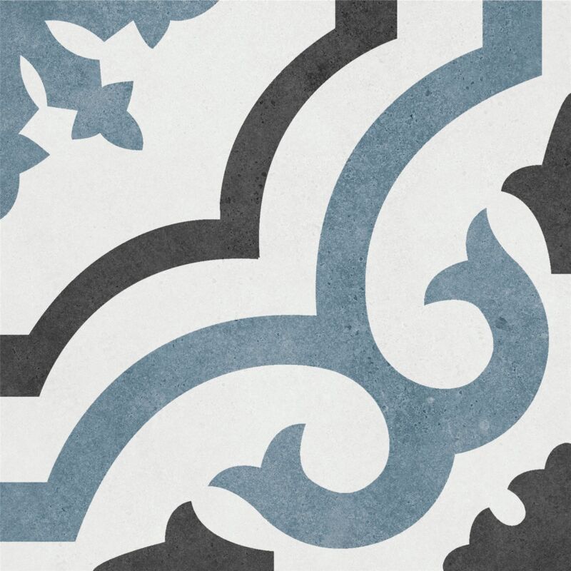 RAK Symphony Gaudi Blue Matt 20cm x 20cm Porcelain Wall and Floor Tile ...