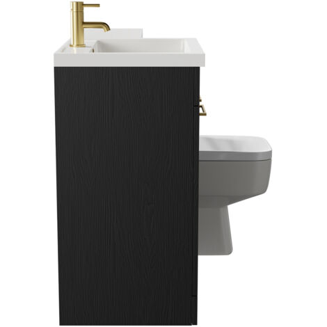 Napoli Combination Nero Oak 1100mm Vanity Unit Toilet Suite with Left ...