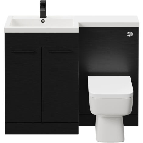 Napoli Combination Nero Oak 1100mm Vanity Unit Toilet Suite with Left ...