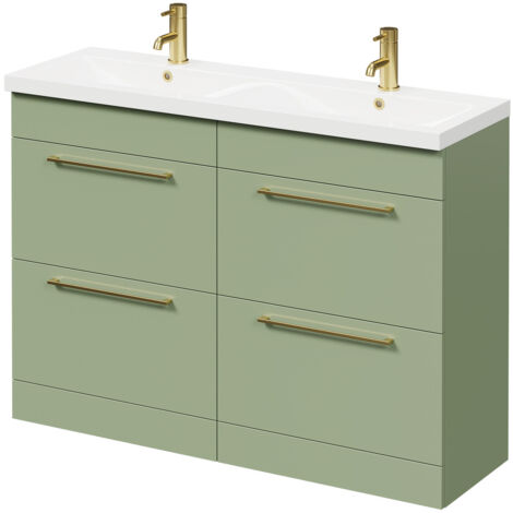 Napoli Olive Green 1200mm Floor Standing Vanity Unit with Ceramic ...