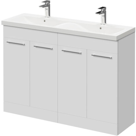 Napoli Gloss White 1200mm Floor Standing Vanity Unit with Ceramic ...