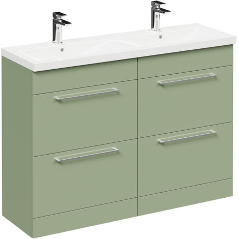 Napoli Olive Green 1200mm Floor Standing Vanity Unit with Ceramic ...