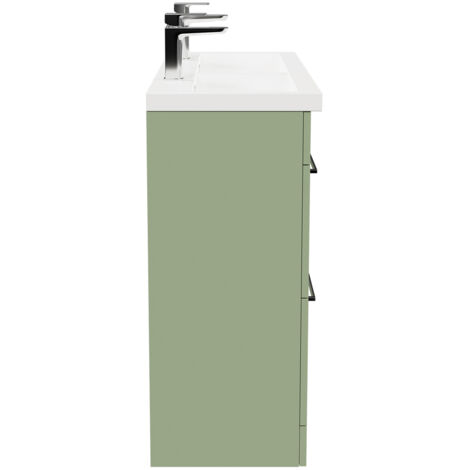 Napoli Olive Green 1200mm Floor Standing Vanity Unit with Ceramic ...