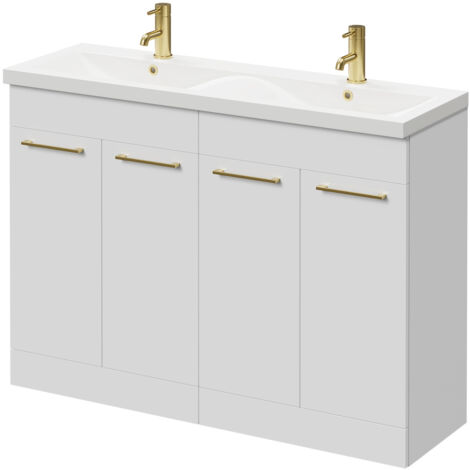 Napoli Gloss White 1200mm Floor Standing Vanity Unit with Ceramic ...